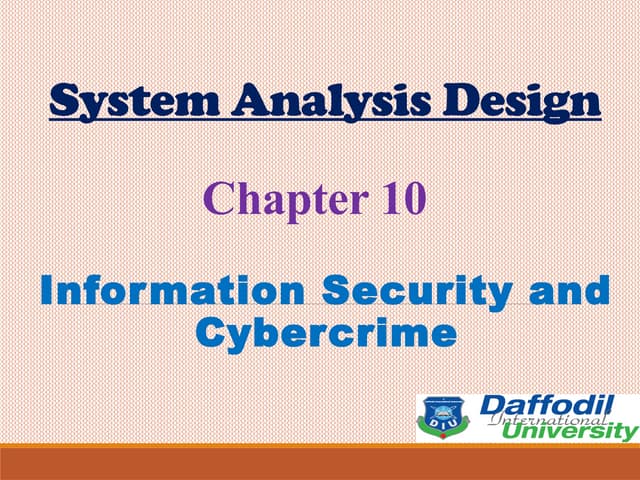 SECURITY & CONTROL OF INFORMATION SYSTEM (Management Information System ...