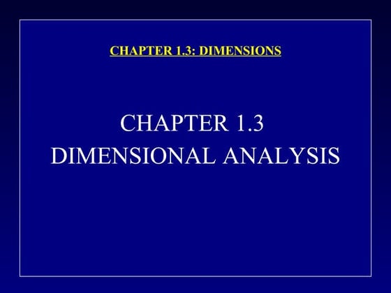 Dimensional analysis | PPTX