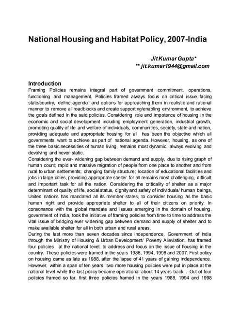 Five Year Plan & Housing Policy (Urban Plannning) | PPTX | Government ...