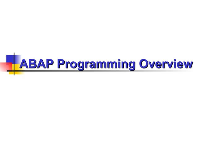 Chapter 1 Abap Programming Overview Ppt Programming Languages