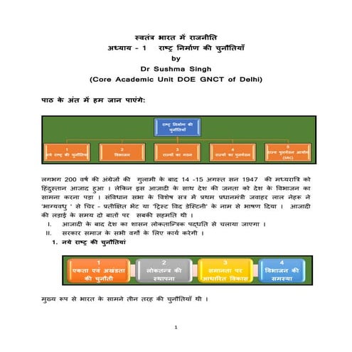 Chapter 1 , challenges of nation - building , xii pol science | PDF