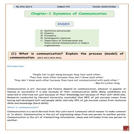 Chapter 1- DYNAMIC OF COMMUNICATION - ETC | PDF