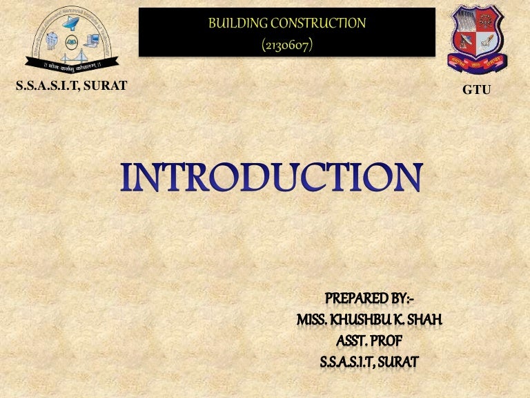 Chapter 1 introduction of building construction