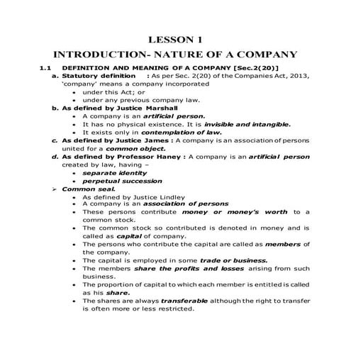 Chapter 1 nature of company | DOCX