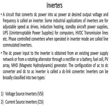 Chapter-1 PE-II, Voltage Source Inverters and Current Source Inverters | PPTX