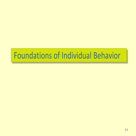 Foundations of Individual Behavior | PPT