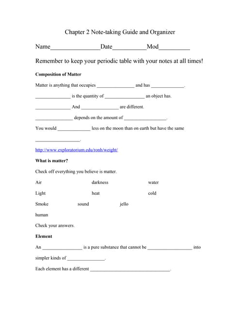 Chapter 11 note taking guide | PDF