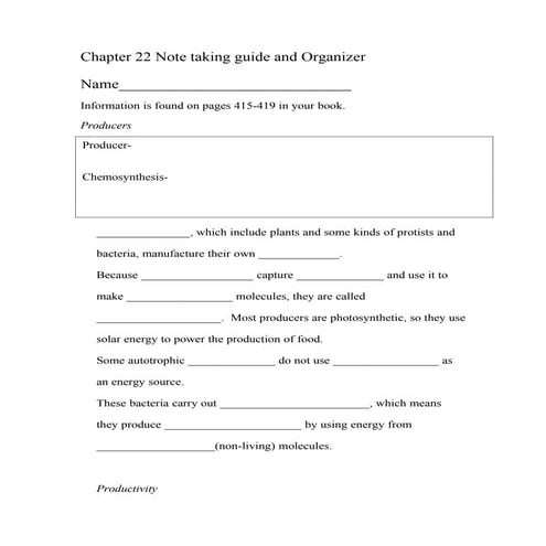 Chapter 22 Note Taking Guide And Organizer | DOC