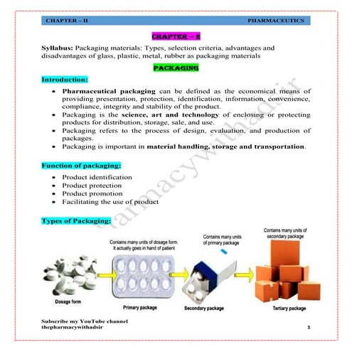 Packaging material in pharmacy , (Pharmaceutics) | PDF