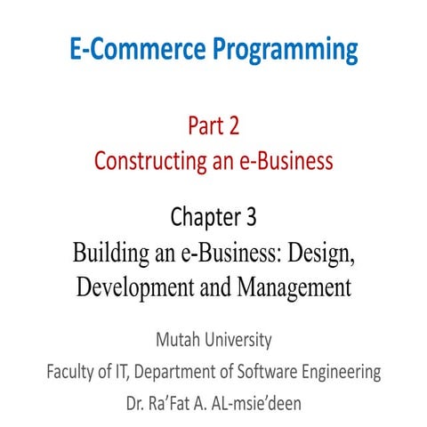 E-Commerce Programming - "Chapter 3: Building an e-Business: Design ...