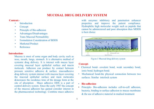 Mucoadhesive drug delivery system | PPTX