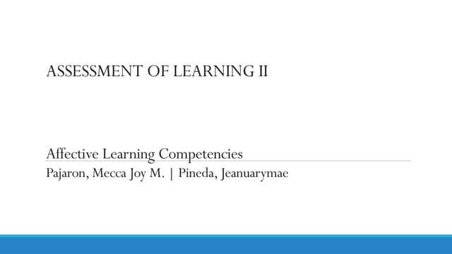 Affective Domain in taxonomy of educational objectives | PPT