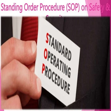 Chapter 9 Standing Order Procedure (sop) on Safety and Security(FASS) | PDF