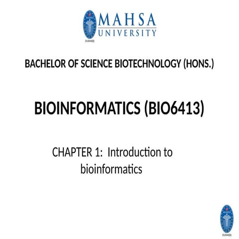 Introduction to bioinformaticsIntroduction to bioinformaticsIntroduction to bioinformatics | PPTX
