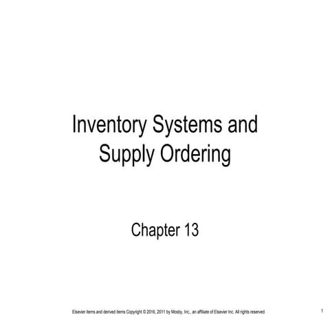 Chapter 13- Inventory Systems and Supply Ordering | PPT