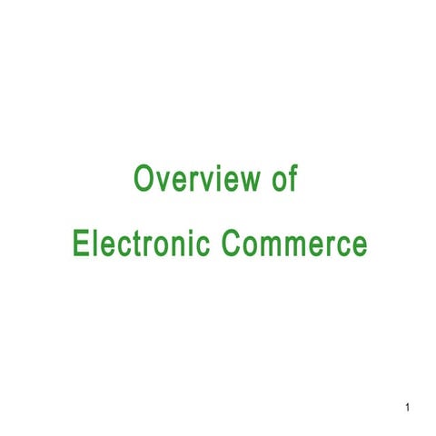 Overview of Electronic Commerce | PPT