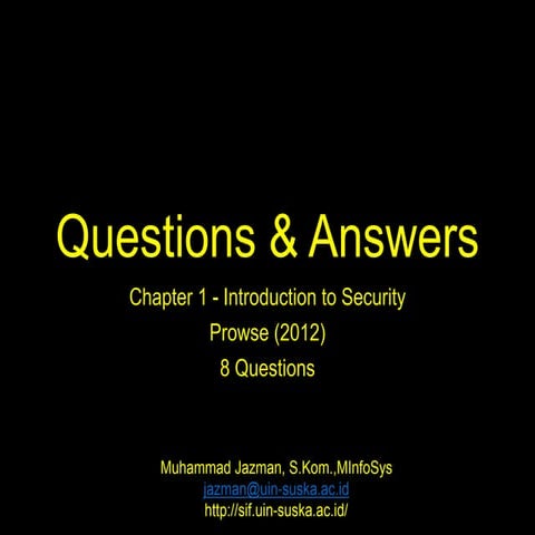 Chapter 01 introduction to security | PPTX