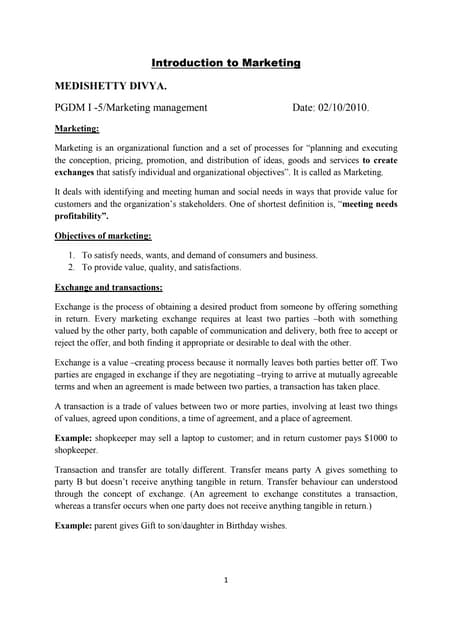 Unit 1 introduction to marketing - Class 11 - CBSE - 2016/17 | PDF ...