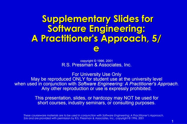 Software engineering a practitioners approach 8th edition pressman ...