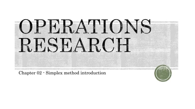 Operations Research - Sensitivity Analysis | PPTX
