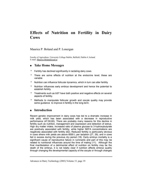 The Role of Nutrition in Reproduction | PPTX