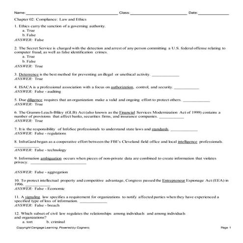 Chapter 02 compliance_law_and_ethics test bank MANAGEMENT of ...