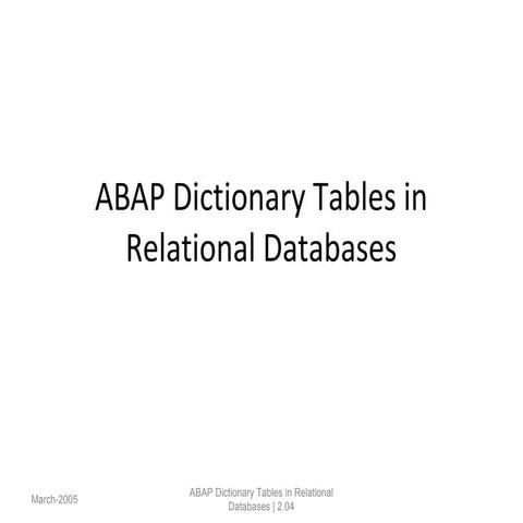Chapter 04 Abap Dictionary Tables In Relational Databases1 Ppt 1917