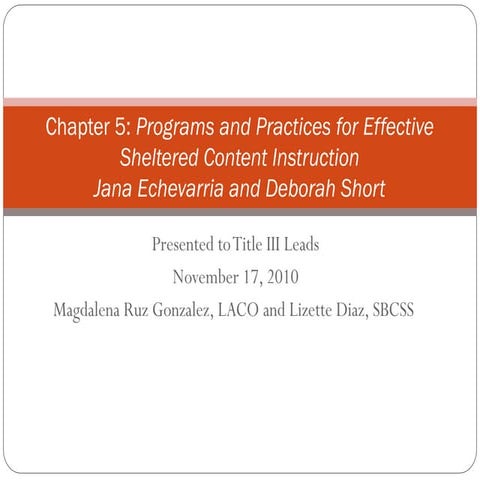 Programs and Practices for effective SCI | PPT