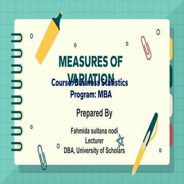 Comprehensive Guide to Measures of Variation in Business Statistics | PDF