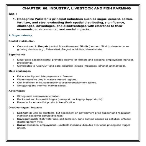 CHAPTER 06 INDUSTRY Slo based questions of NATIONAL BOOK FOUNDATION | PDF