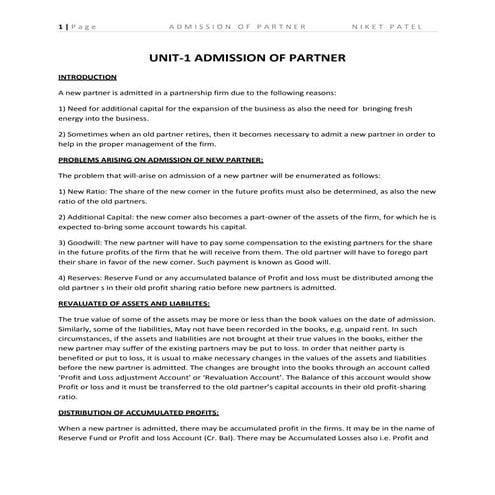 ADMISSION OF PARTNER | DOC