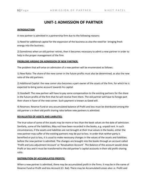Admission of a partner | PPTX