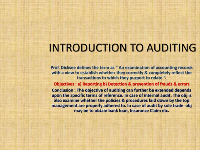 Auditing (Introduction to Auditing) | PPTX
