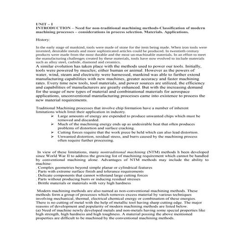 UNCONVENTIONAL MACHINE PROCESS INTRODUCTION | DOC