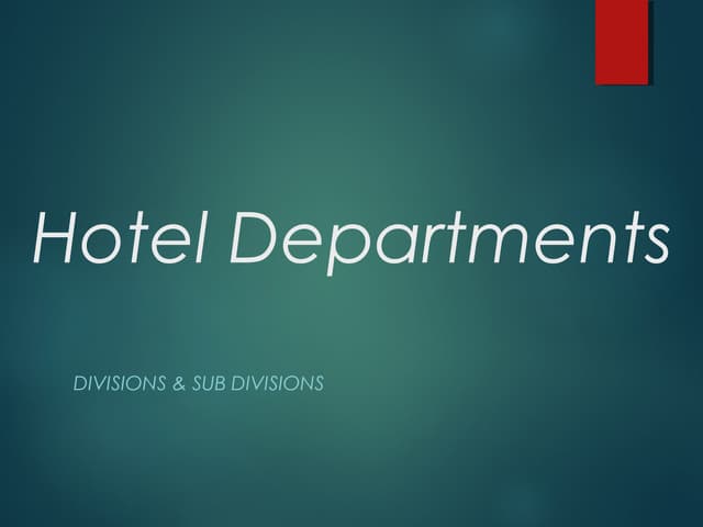LAYOUT AND SECTIONS OF FRONT OFFICE | PPTX