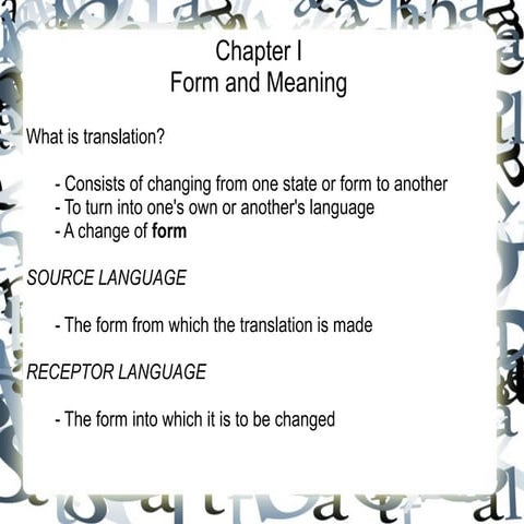 TRANSED Chapter 1 Form and Meaning | PPT
