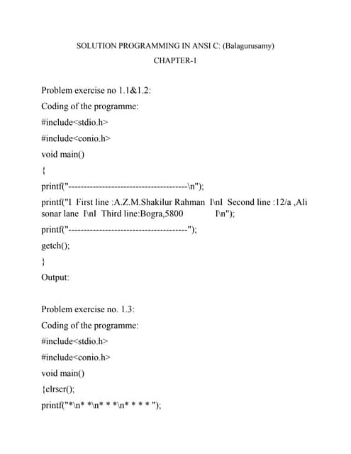 Let us c(by Yashwant Kanetkar) 5th edition solution chapter 1 | PDF