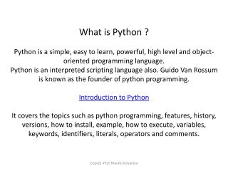 Python Presentation | PPT