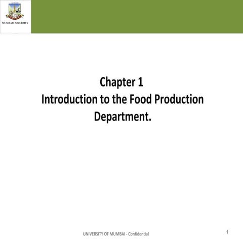 Introduction to Food Production Department | PPT