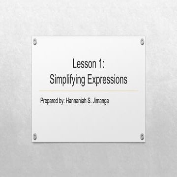 simplifying expressions in algebra lesson 1 | PPTX
