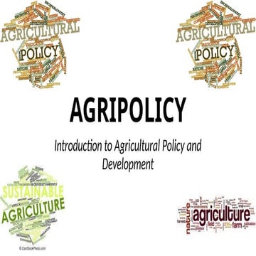 Chapter 1.pptx. Introduction to Agricultural Policy and Development | PPTX