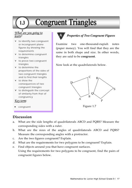 Triangle Congruence (Introduction) | PPTX