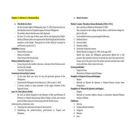 An Outline of Jose Rizal's Life | PDF