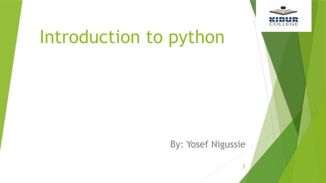 Introduction To Python Chapter 1 Introduction To Pythonpptx Chapter 1