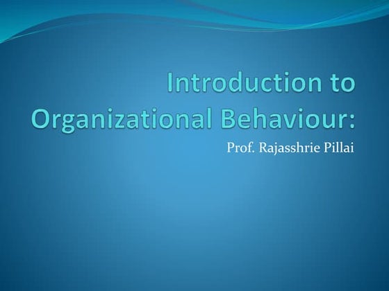 Chapter 1 Organizational Behaviour | PPTX