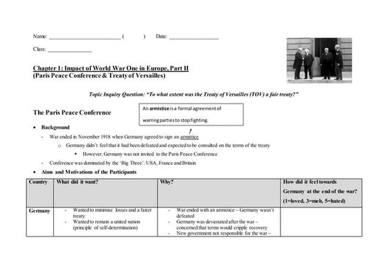 Lecture14 – The Paris Peace Conference, 1919-1920 | PPTX