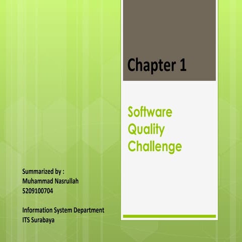 Chapter 1 - Software Quality Challenge | PPT