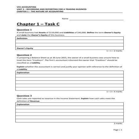 Chapter 1 - Accounting Theory Task A Solutions | PDF