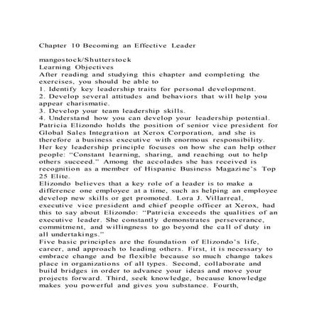 Chapter 10 Becoming an Effective LeadermangostockShutterstock | PDF