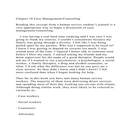 Chapter 10 Case ManagementCounselingReading this excerpt from.docx